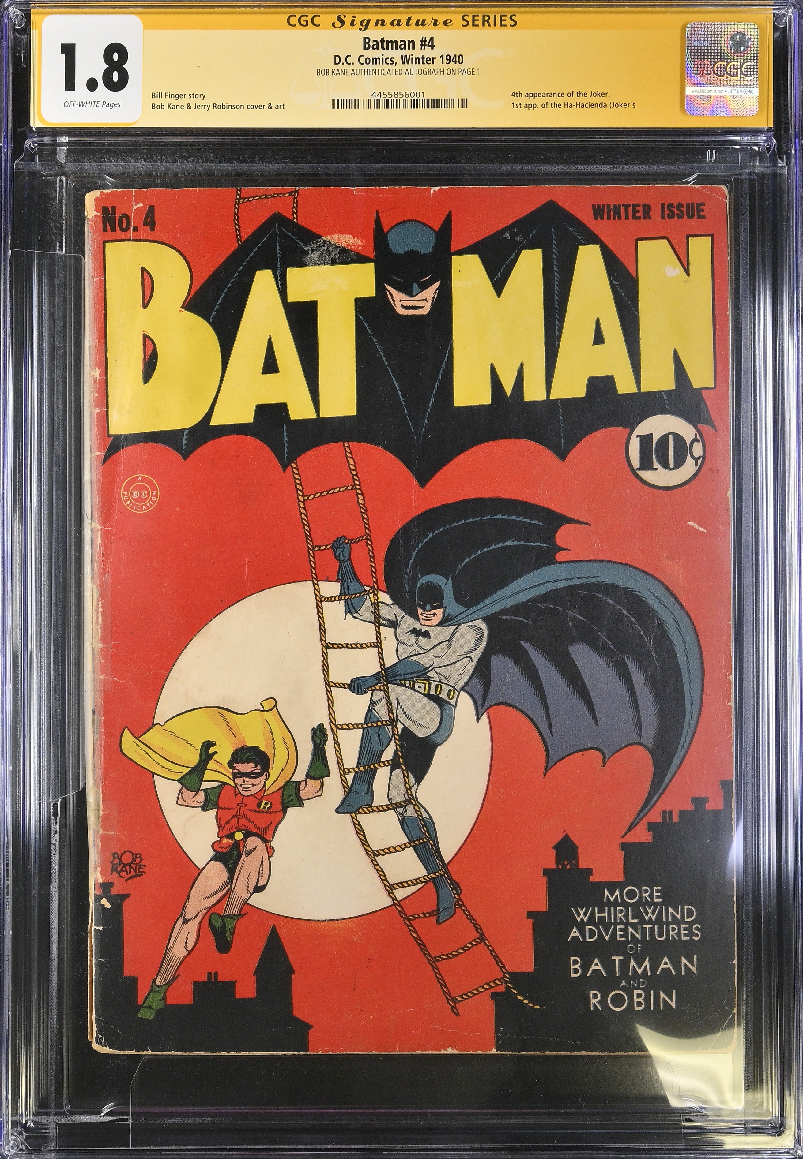 Batman (1940 1st Series DC) # 4 CGC CGCxJSA Authentic Autograph