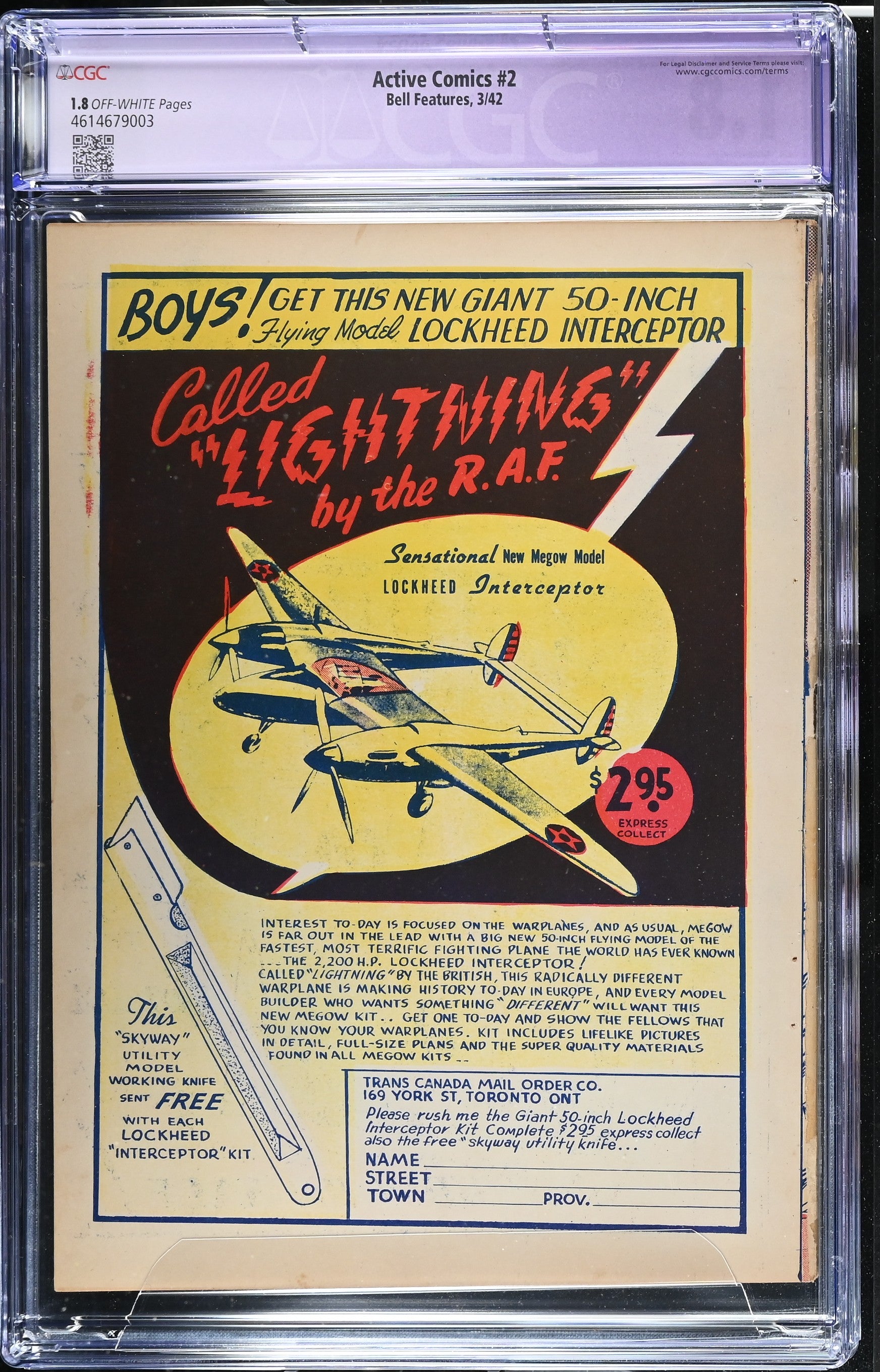 Active Comics (1942 Bell Features) # 2 CGC Restored